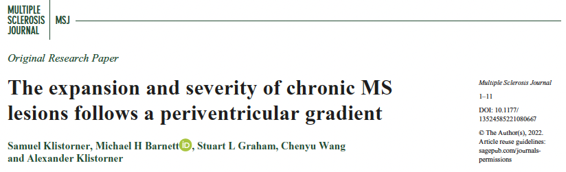The expansion and severity of chronic MS lesions follows a ...